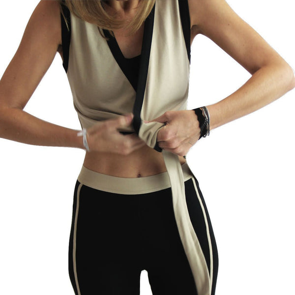 Moka cropped wrap yoga top in moisture-wicking Zeugma® cotton ...